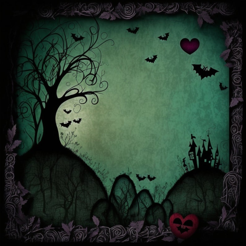 Tim Burton Inspired Valentines Digital Background Paper / Junk Journal ...