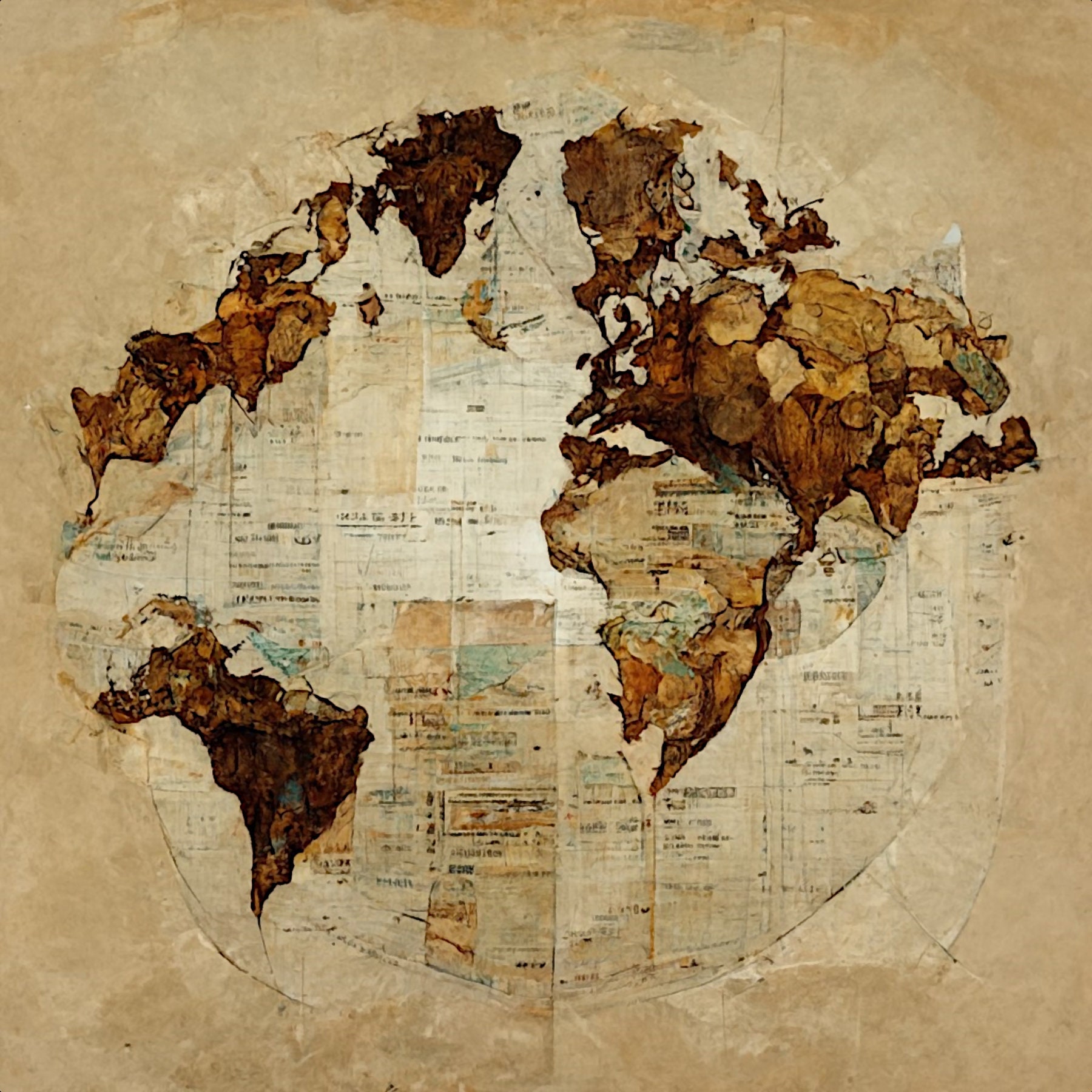 Vintage World Maps Digital Background Paper / Junk Journal ...