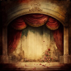 Vintage Theater / Drama Digital Background Paper / Junk Journal ...