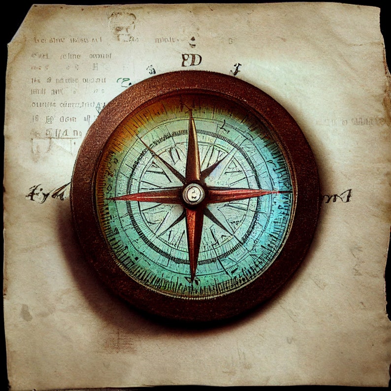 Vintage Compass Digital Paper: Scrapbook & Junk Journal (digital ...