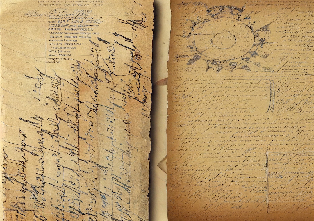 Vintage Cursive Written Letters and Journaling Pages on Stained Paper ...