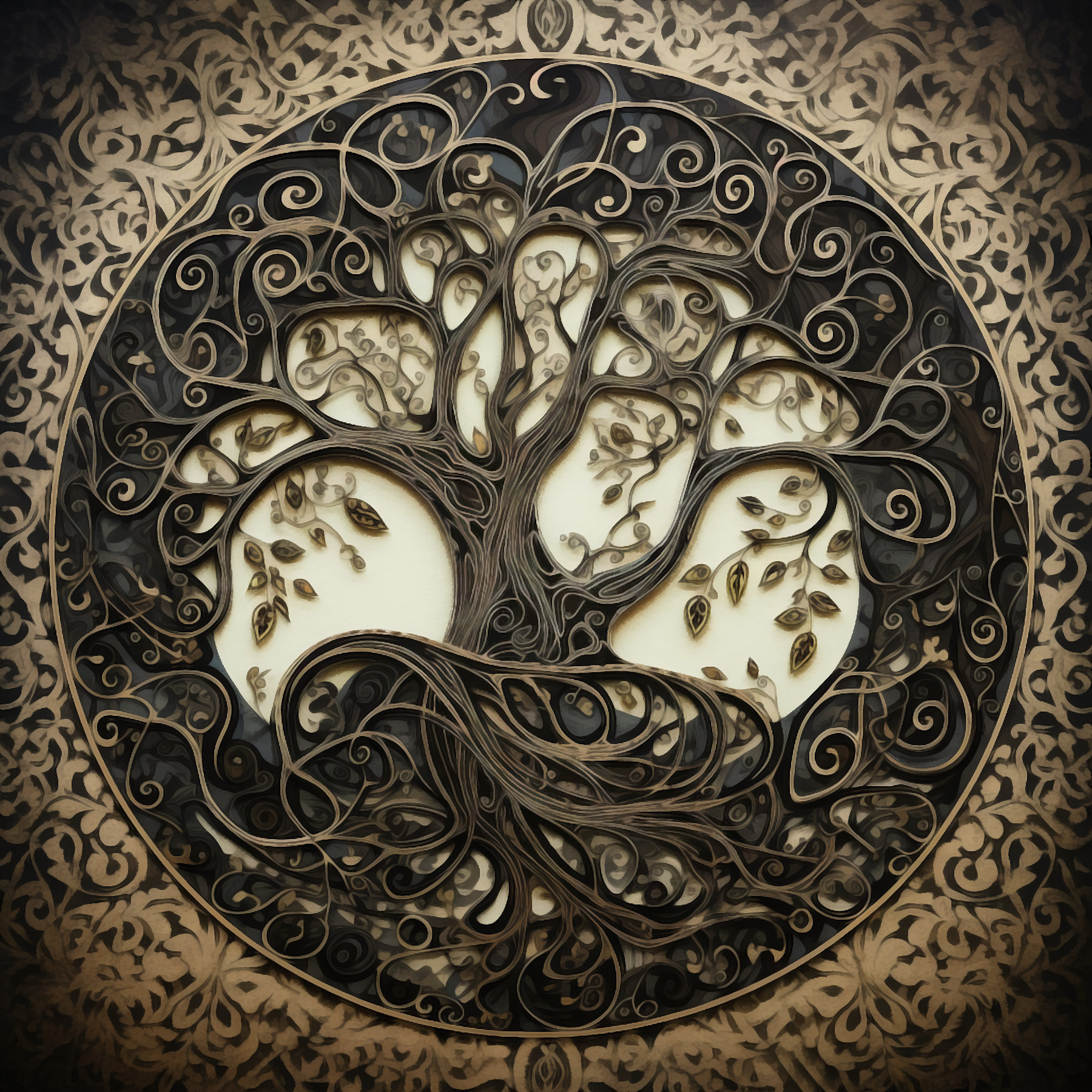 Gothic Tree of Life Abstract Digital Background Paper / Junk Journal ...