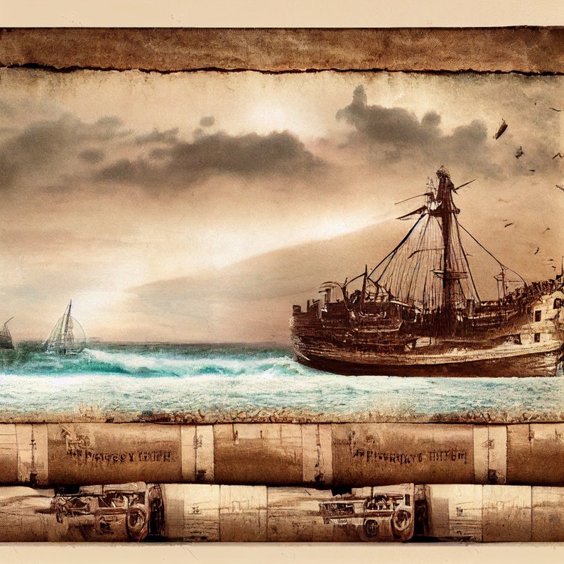 Vintage Shipwrecks Digital Background Paper / Junk Journal / - Etsy