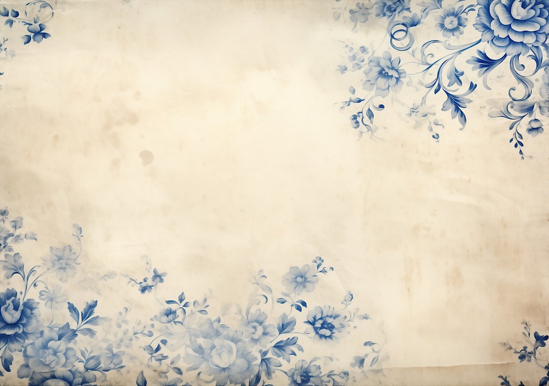 Vintage Delft Inspired Digital Background Paper / Junk Journal ...