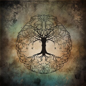 Gothic Tree of Life Abstract Digital Background Paper / Junk Journal ...
