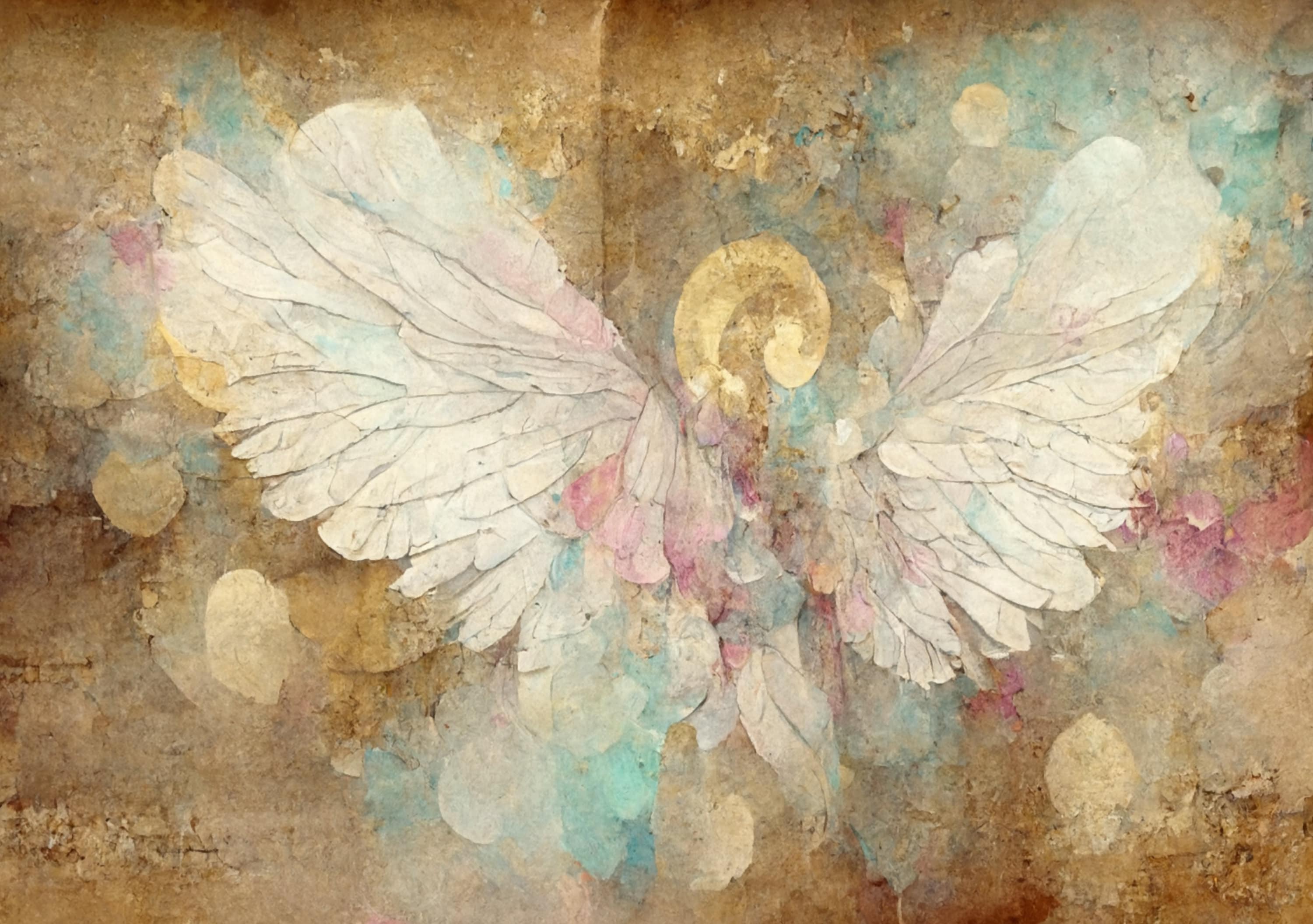 Vintage Angel Wings Digital Paper: Ethereal Scrapbook Background ...