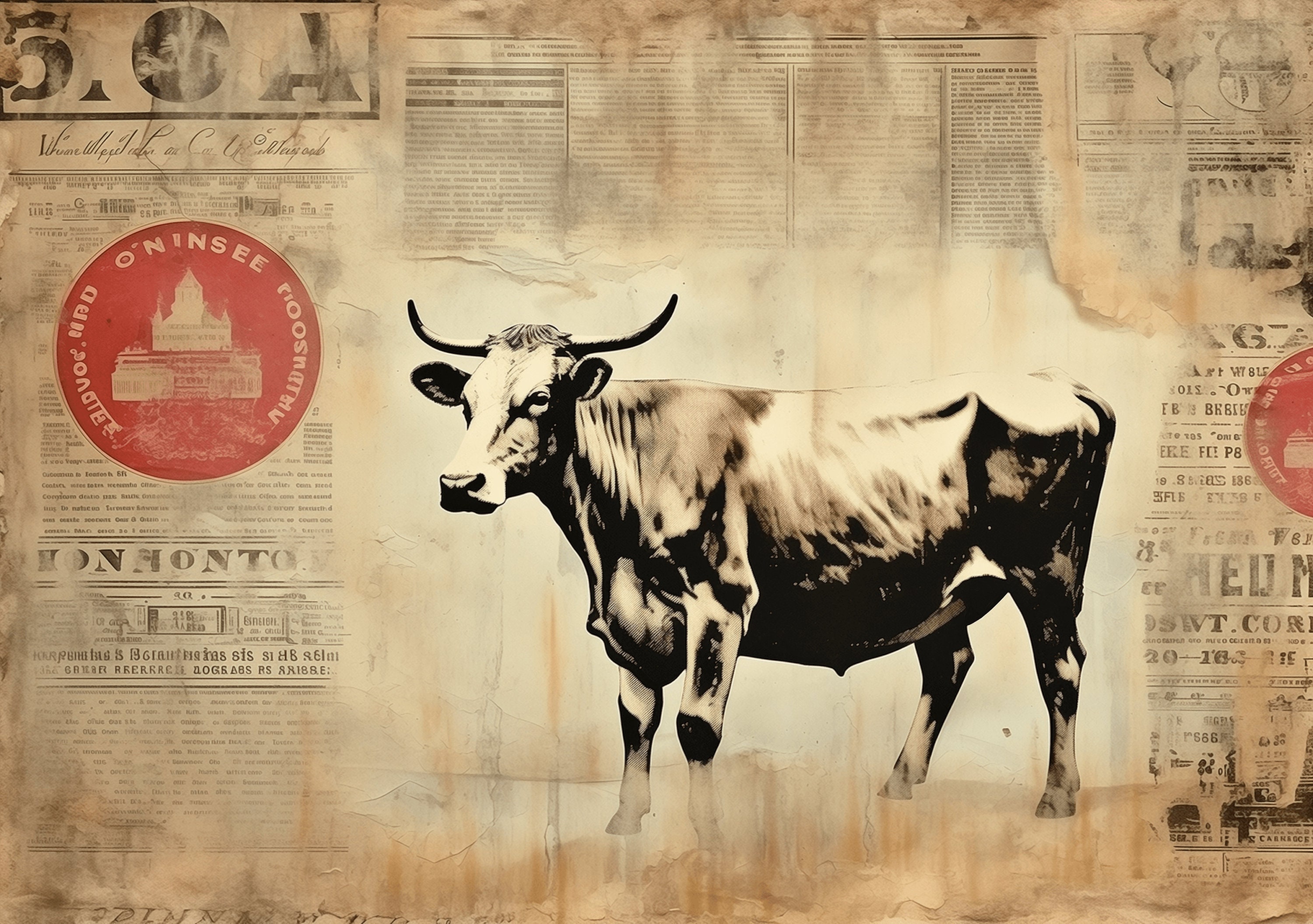 Vintage Cow Cow Spots Cow Hide Digital Background Paper / Junk Journal ...