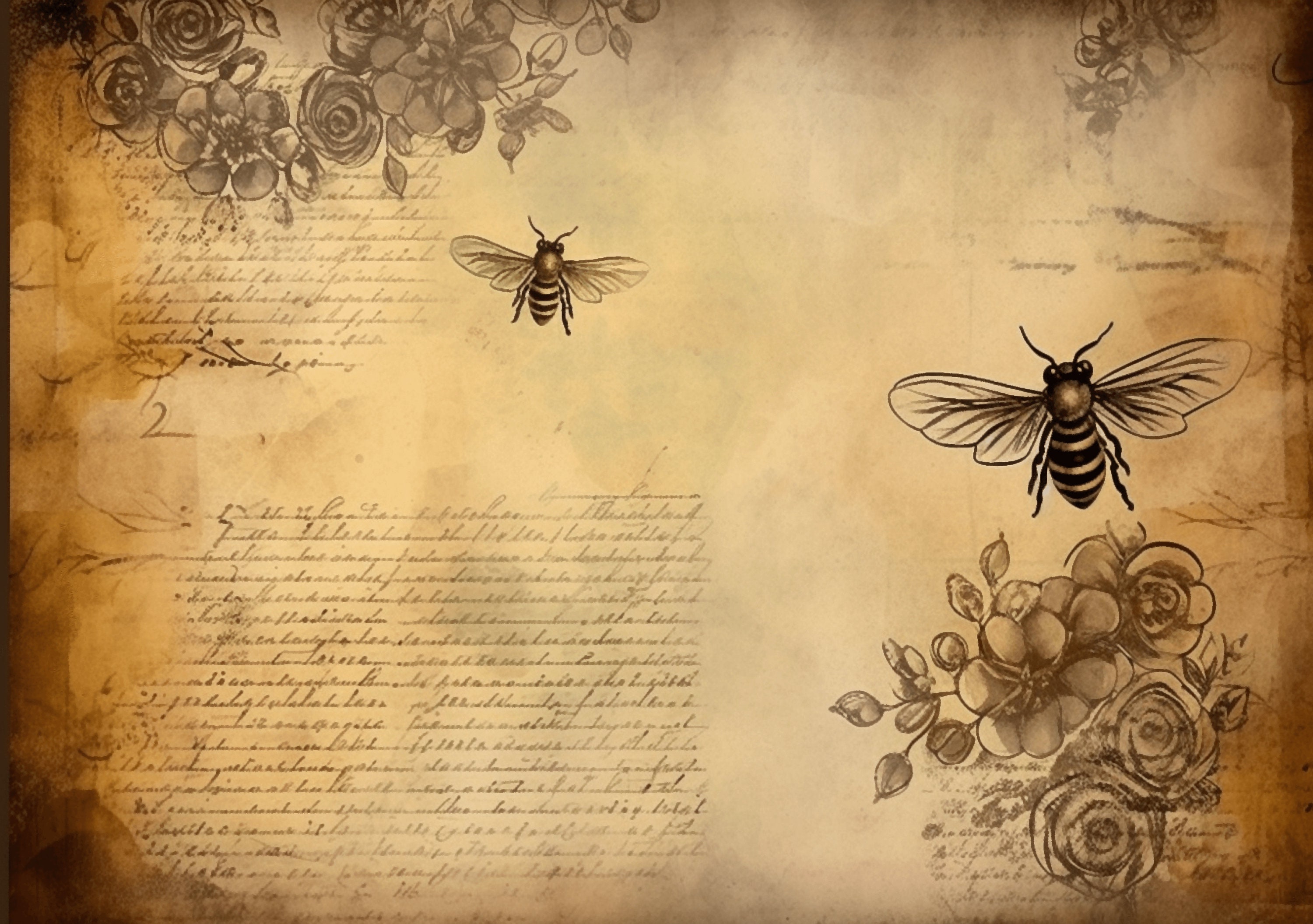 Vintage Bees / Honeycomb Digital Background Paper / Junk Journal ...