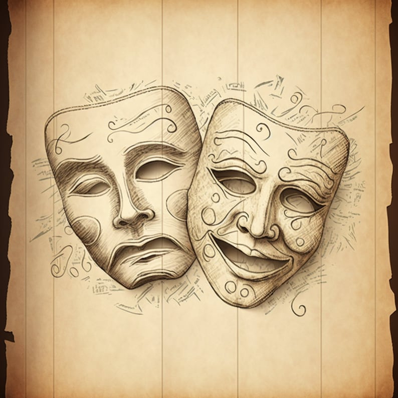 Vintage Theater / Drama Digital Background Paper / Junk Journal ...