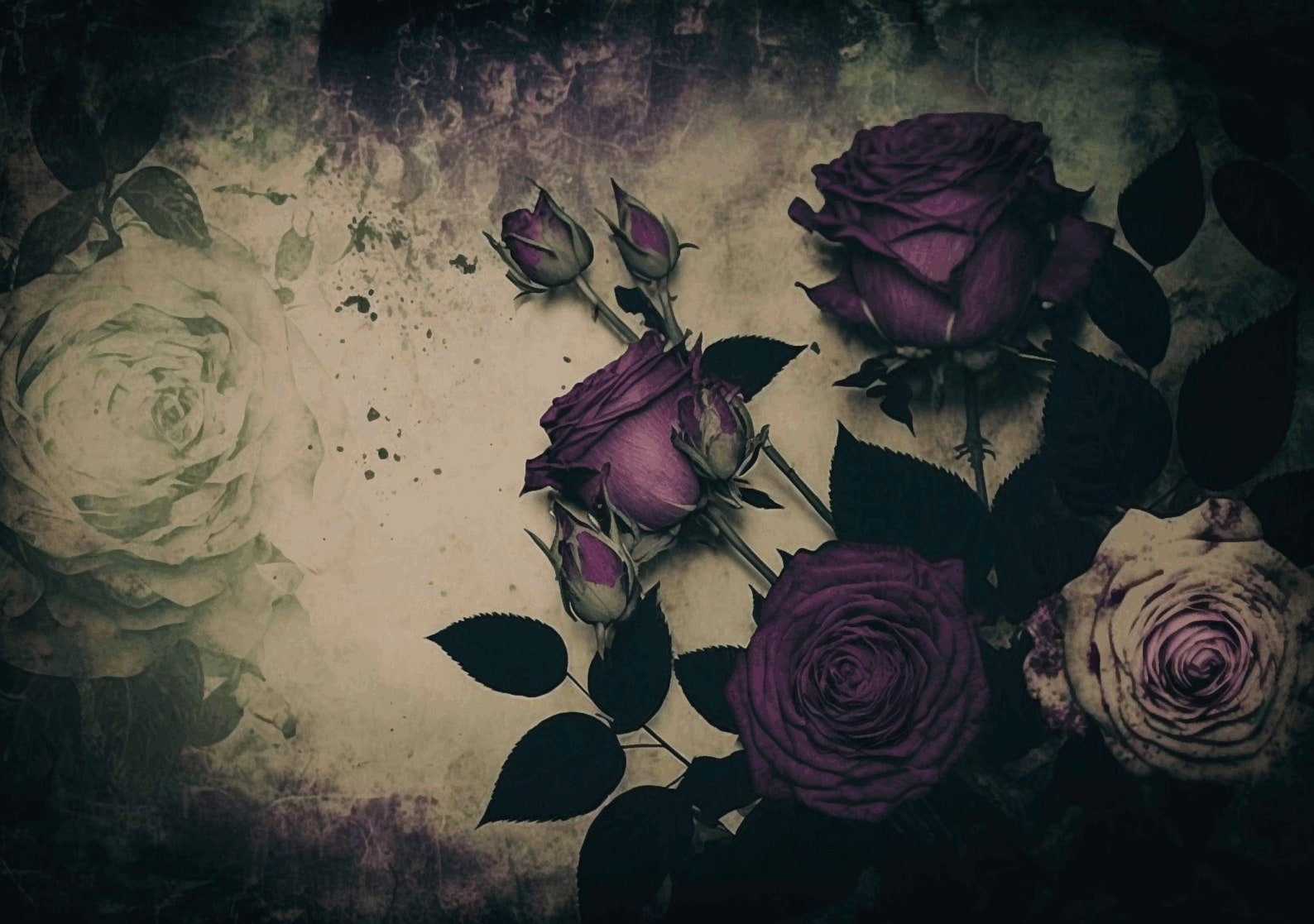 A4 Vintage Gothic Roses Digital Background Paper / Junk Journal ...