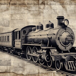 Vintage Train Digital Background Paper / Junk Journal / Scrapbooking ...