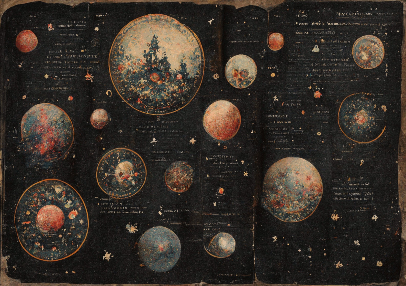 Vintage Astronomy Dark Background Digital Papers / Junk Journal ...