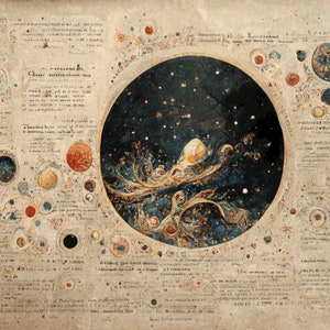 A4 Vintage Astronomy Digital Background Papers / Junk Journal ...