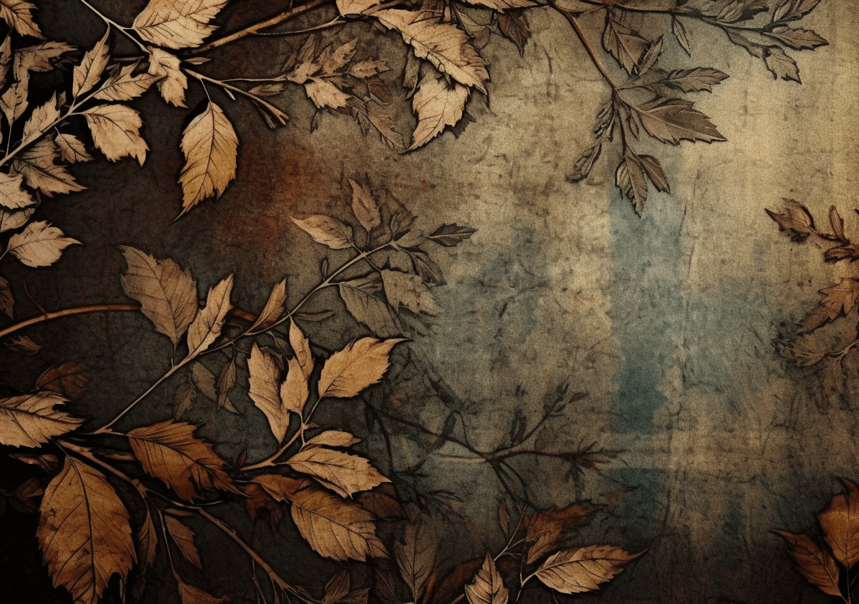 Vintage Leaves Digital Paper: Fall Scrapbook Background (digital ...