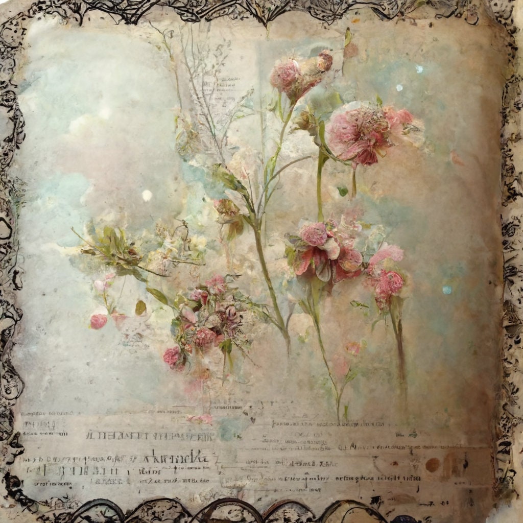 Vintage Inspired Romantic Floral Digital Background Paper / Journal ...