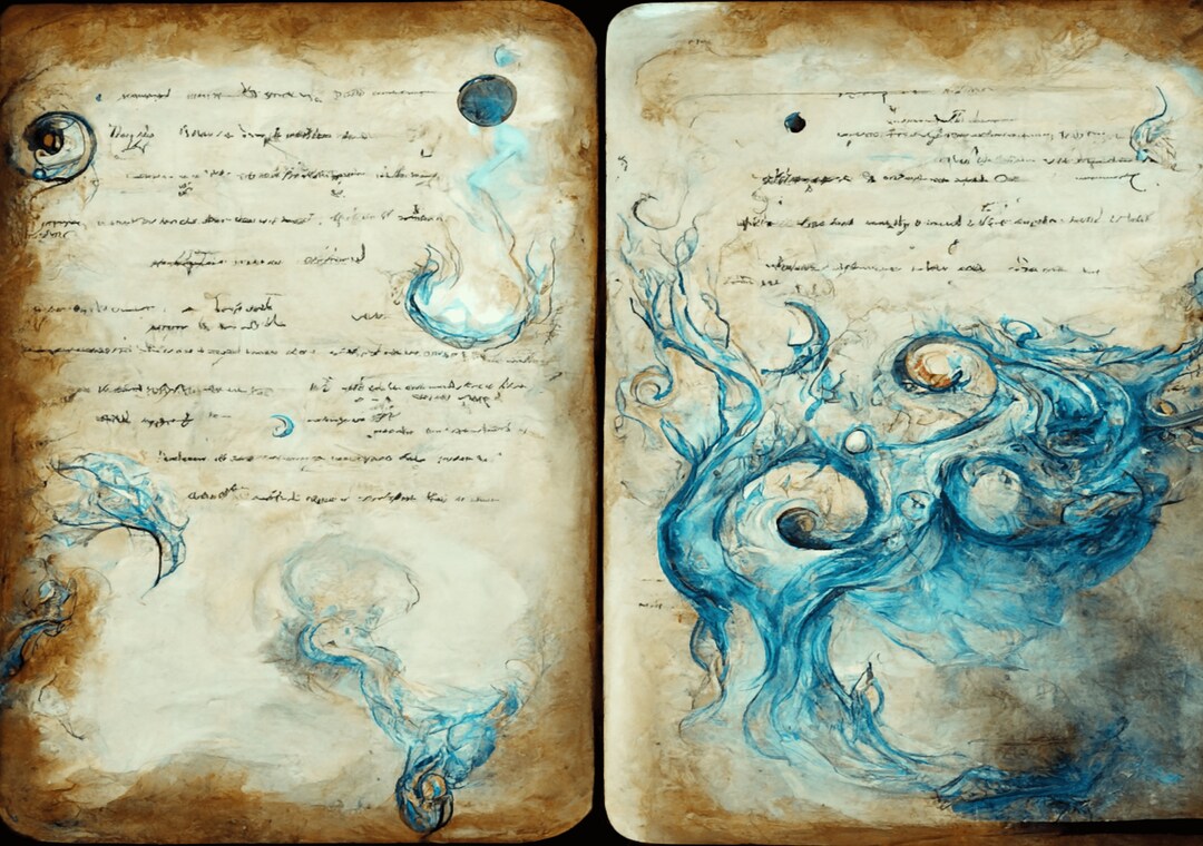 Water Grimoire Digital Paper: Vintage Spell Book Pages (A4) - Etsy