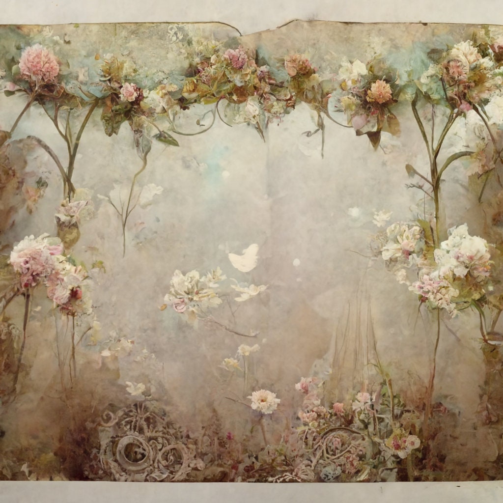 Vintage Inspired Romantic Floral Digital Background Paper / Journal ...