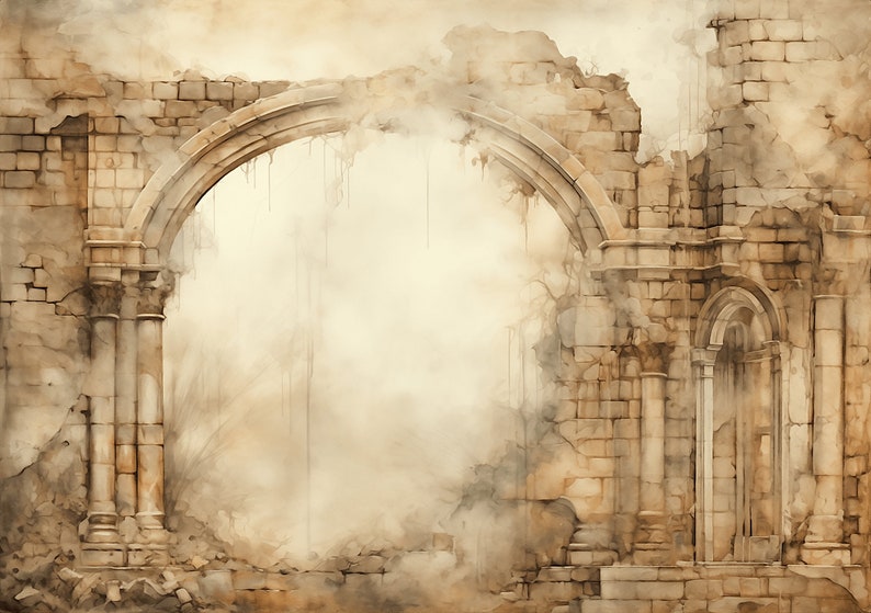 Vintage Ruins Digital Background Papers / Junk Journal / Scrapbooking ...