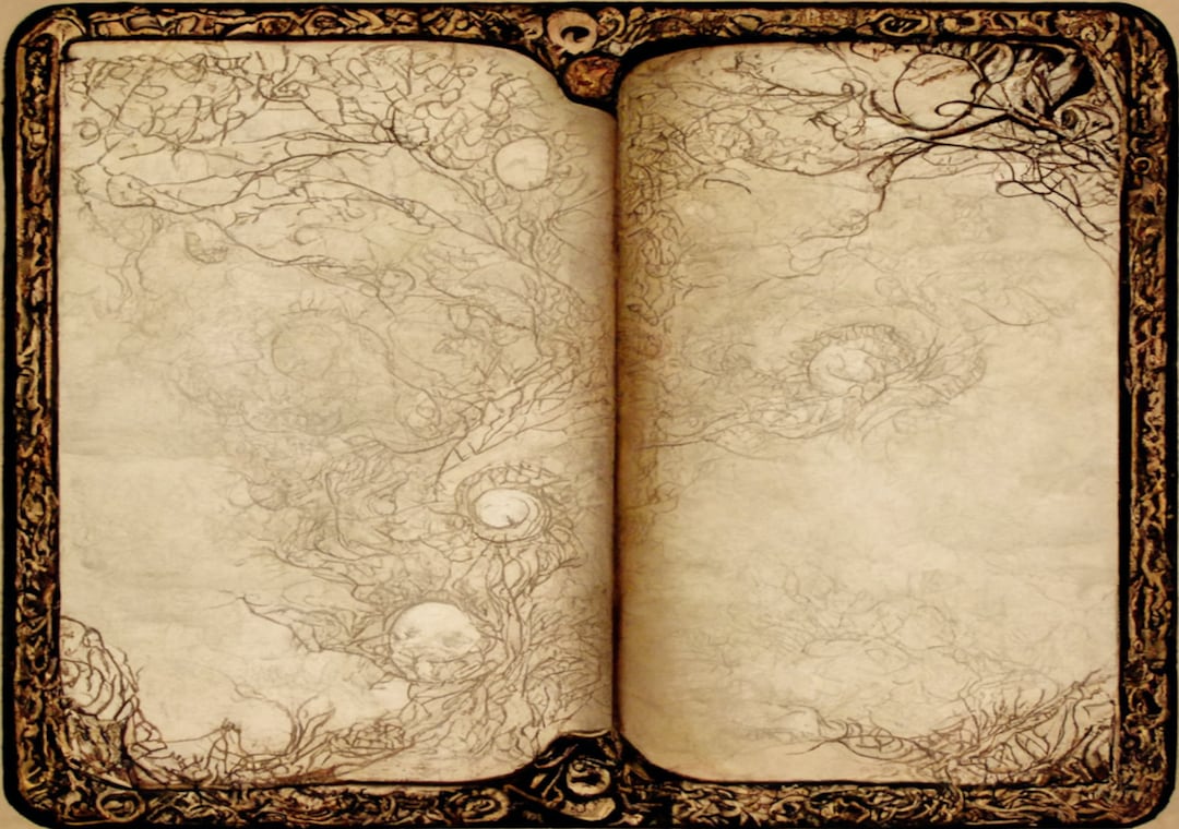 Vintage Grimoire Digital Paper: Black Ink Spell Book Background ...