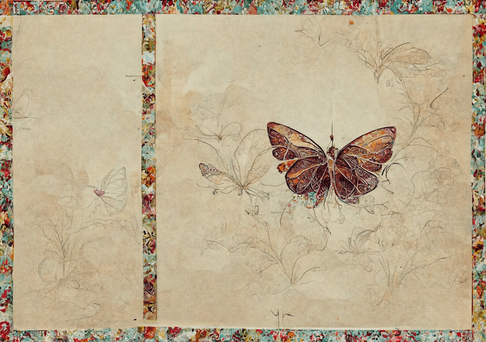 Vintage Butterflies Digital Background Paper Autumnal Colour Scheme ...