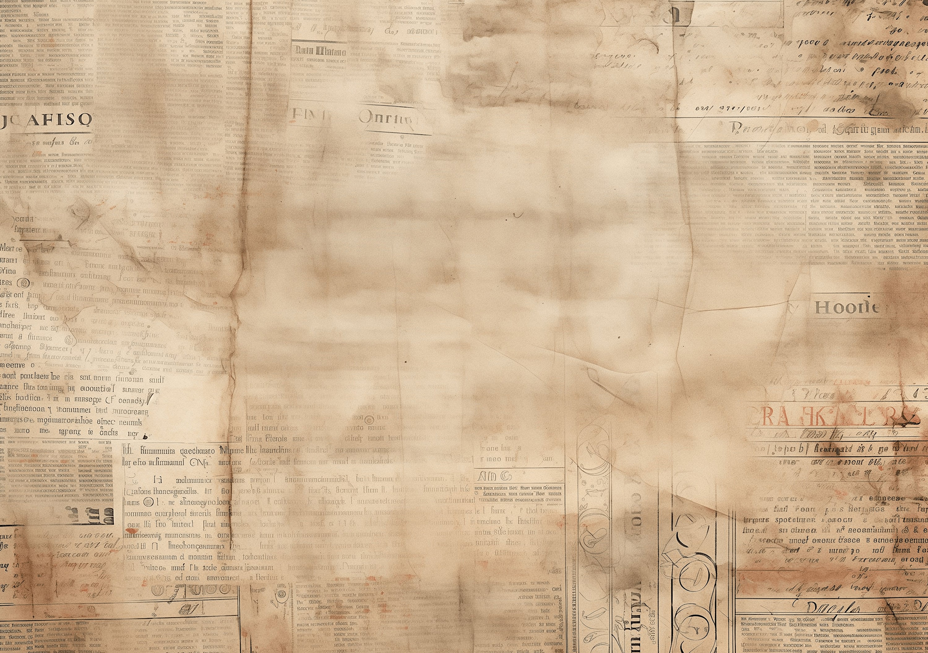 Vintage Newspaper Digital Background Paper Vintage Stained Paper / Junk ...