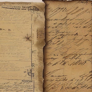 Vintage Cursive Written Letters and Journaling Pages on Stained Paper ...