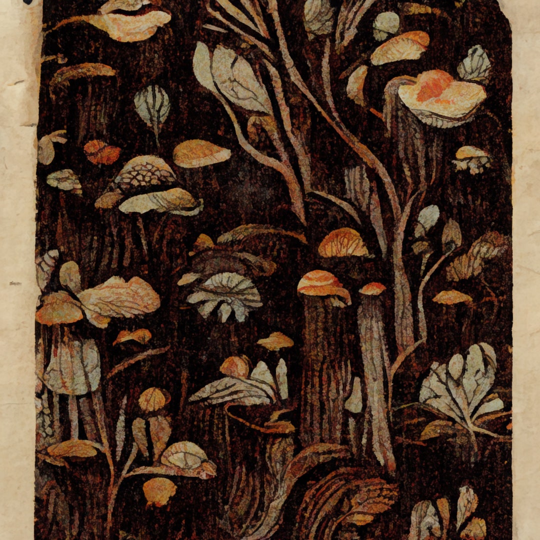 Gothic Mushroom/forest Textured Digital Background Paper / Junk Journal ...
