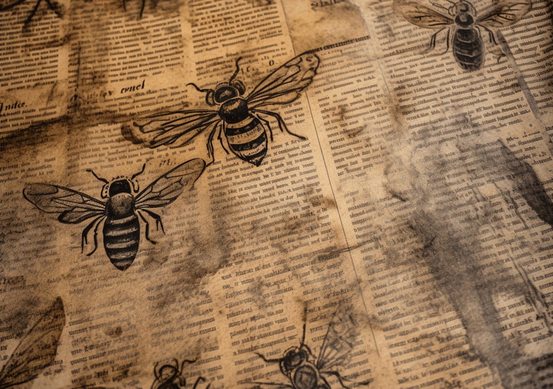 Vintage Bees / Honeycomb Digital Background Paper / Junk Journal ...