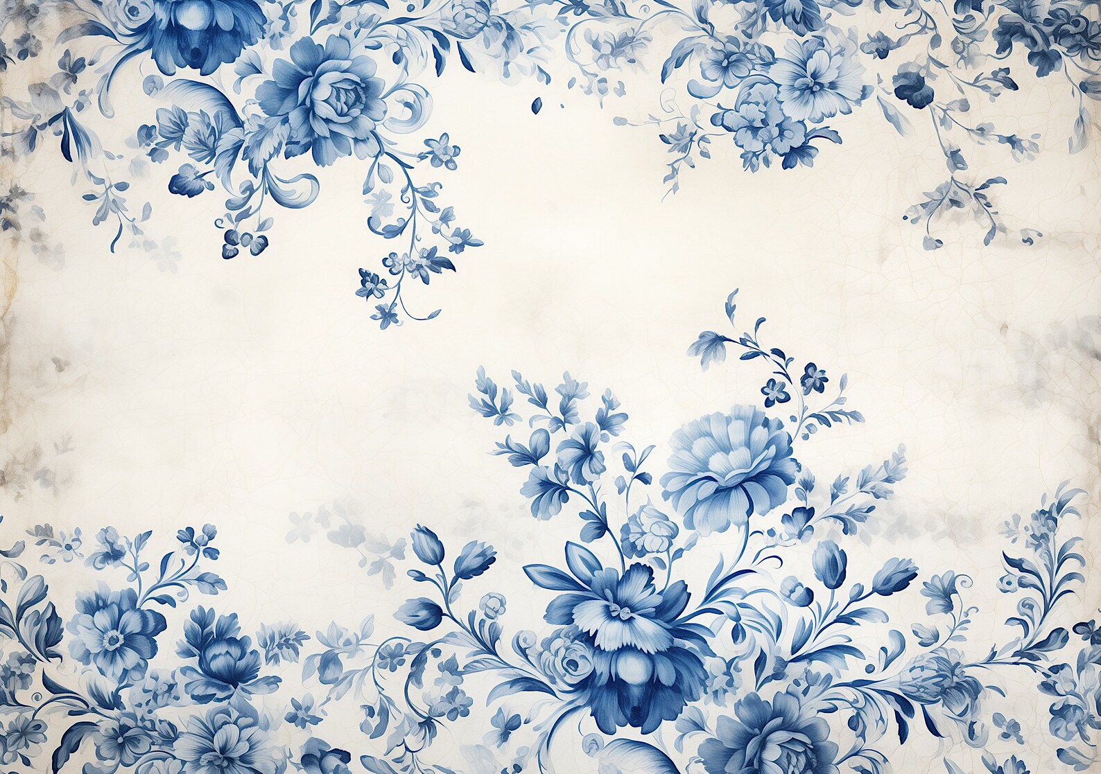 Vintage Delft Inspired Digital Background Paper / Junk Journal ...