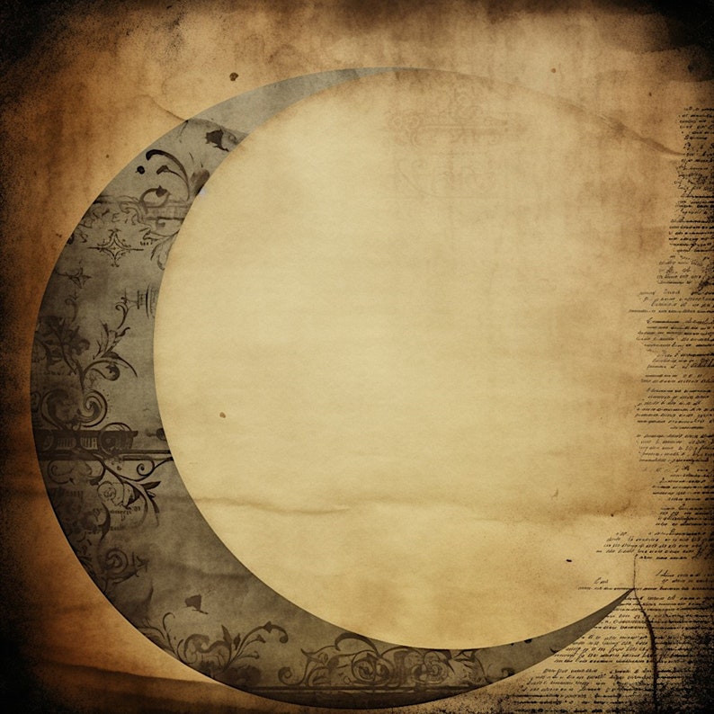 Vintage Moon / Lunar Digital Background Papers - Floral / Junk Journal ...