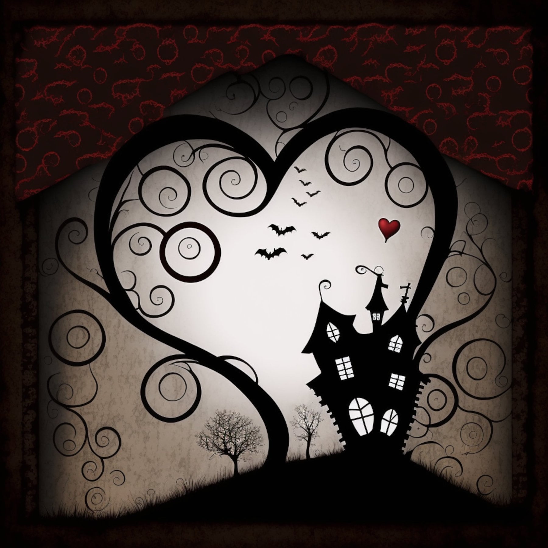 Tim Burton Inspired Valentines Digital Background Paper / Junk Journal ...