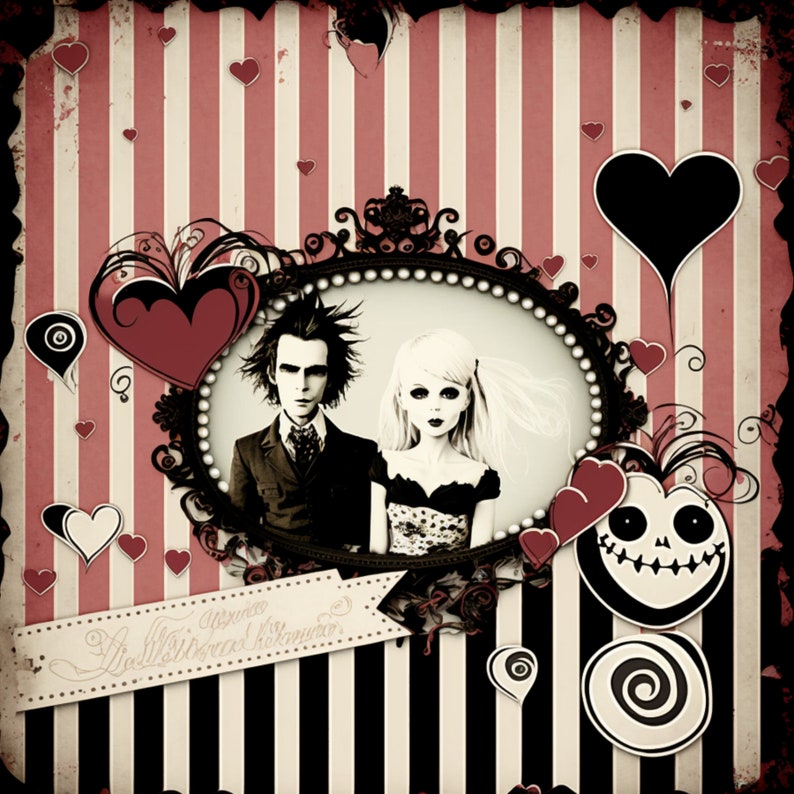 Tim Burton Inspired Valentines Digital Background Paper / Junk - Etsy