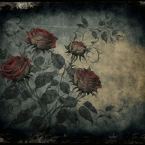 A4 Vintage Gothic Roses Digital Background Paper / Junk Journal ...