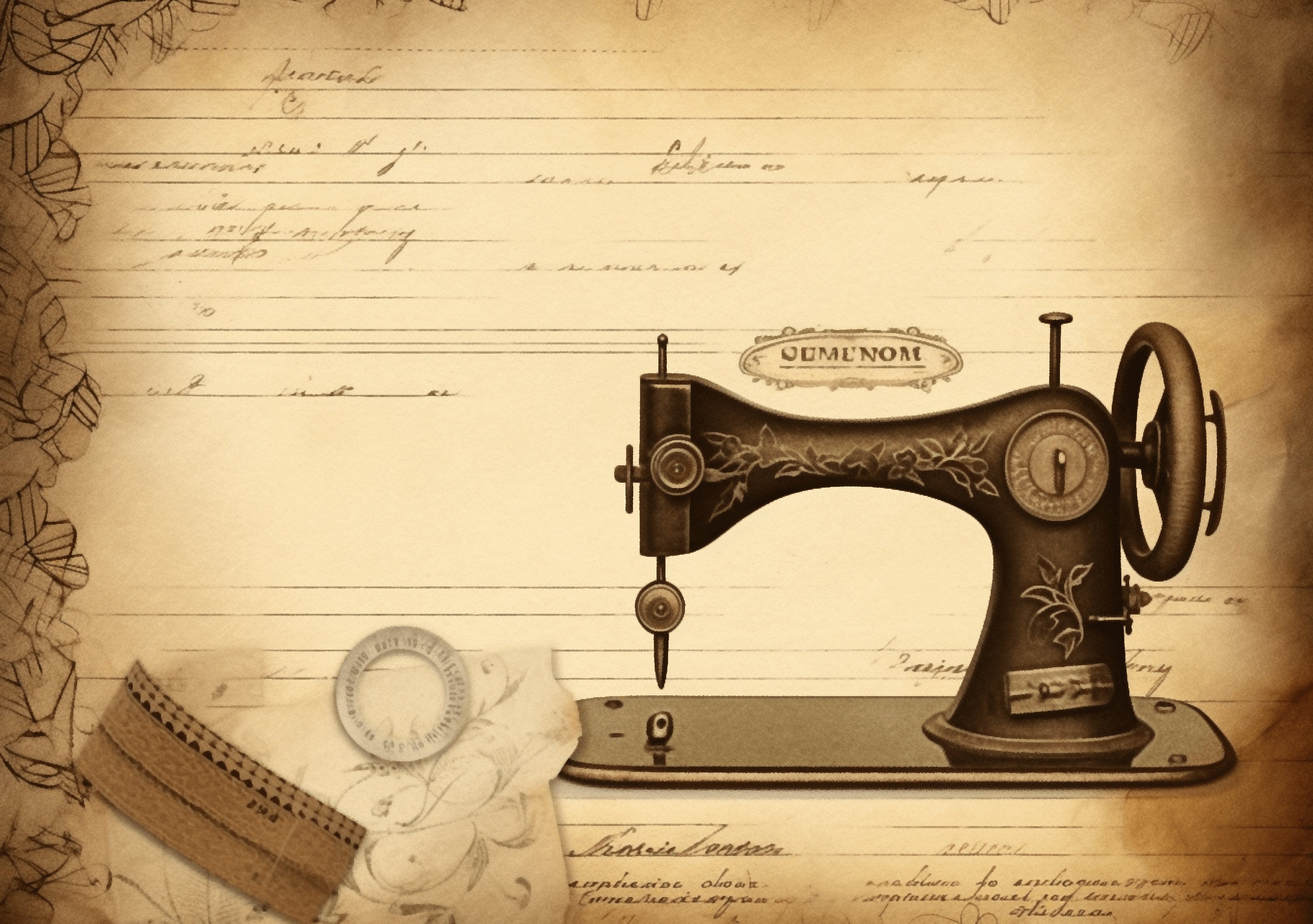 A4 Vintage Sewing Printable Digital Background Paper / Junk Journal ...