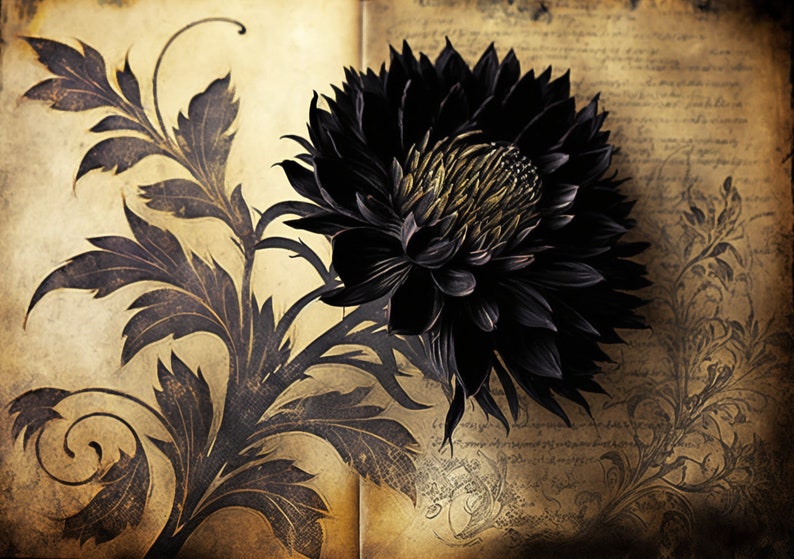 A4 Gothic Flowers Digital Background Paper / Junk Journal / - Etsy