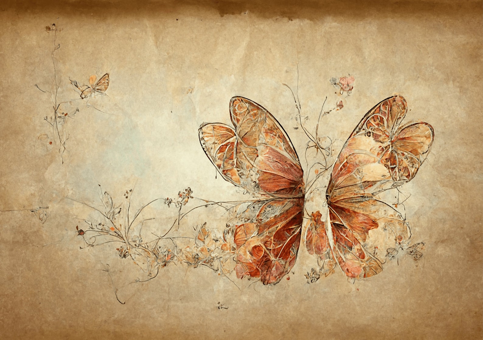 Vintage Butterflies Digital Background Paper - Autumnal Colour Scheme ...