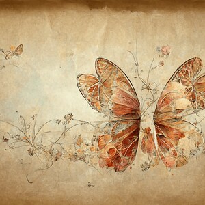 Vintage Butterflies Digital Background Paper - Autumnal Colour Scheme ...