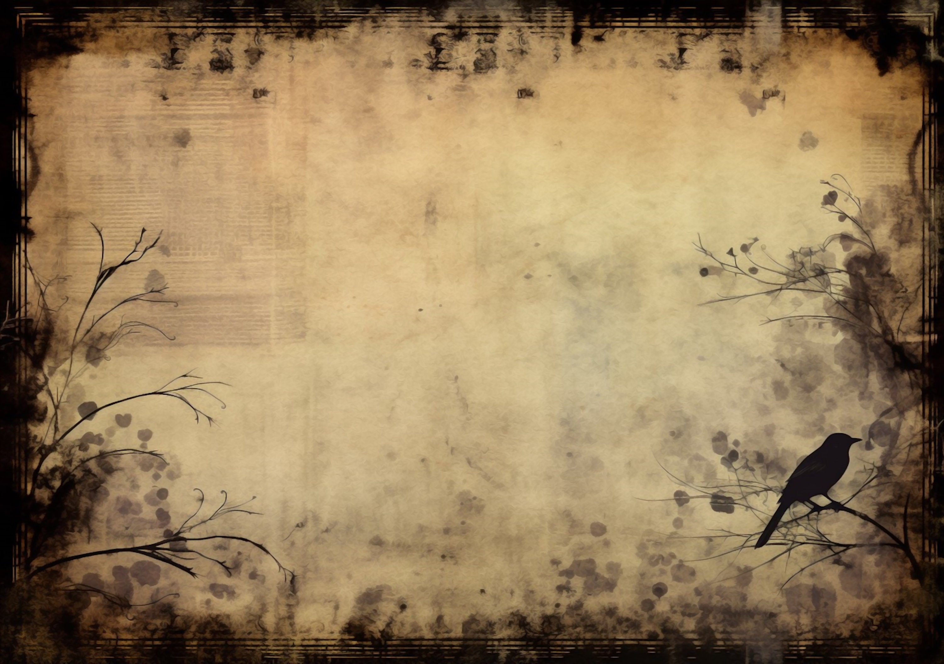 Gothic Birds Digital Background Paper - Dark Background / Junk Journal ...