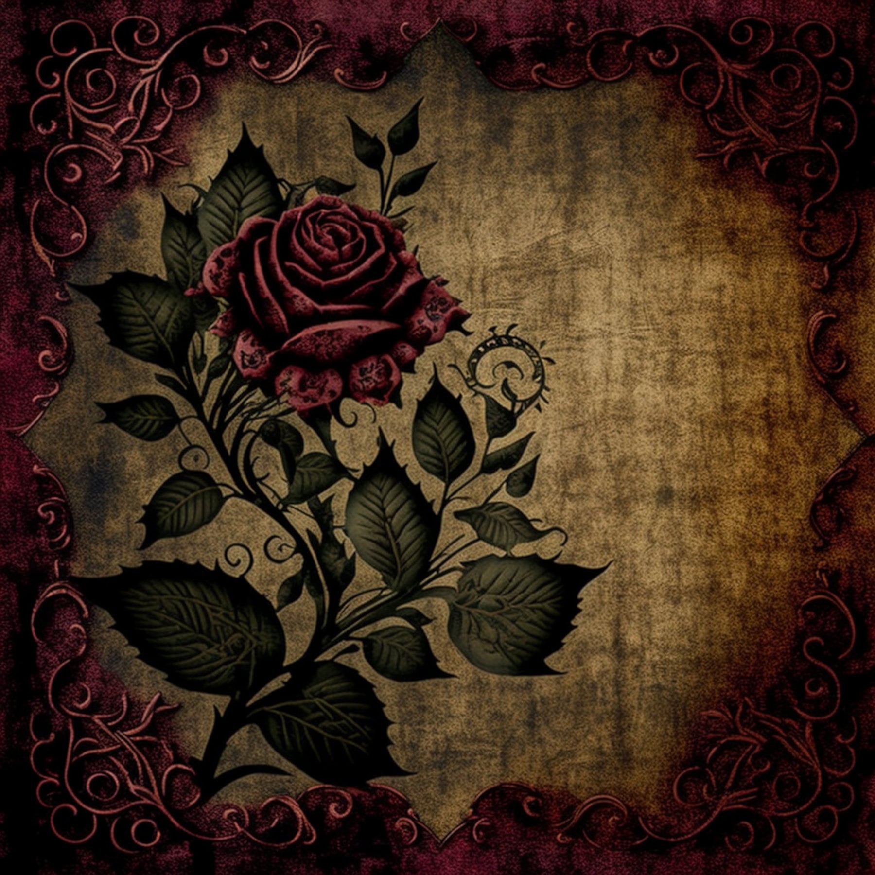 Vintage Gothic Roses and Raven Digital Background Paper / Junk - Etsy