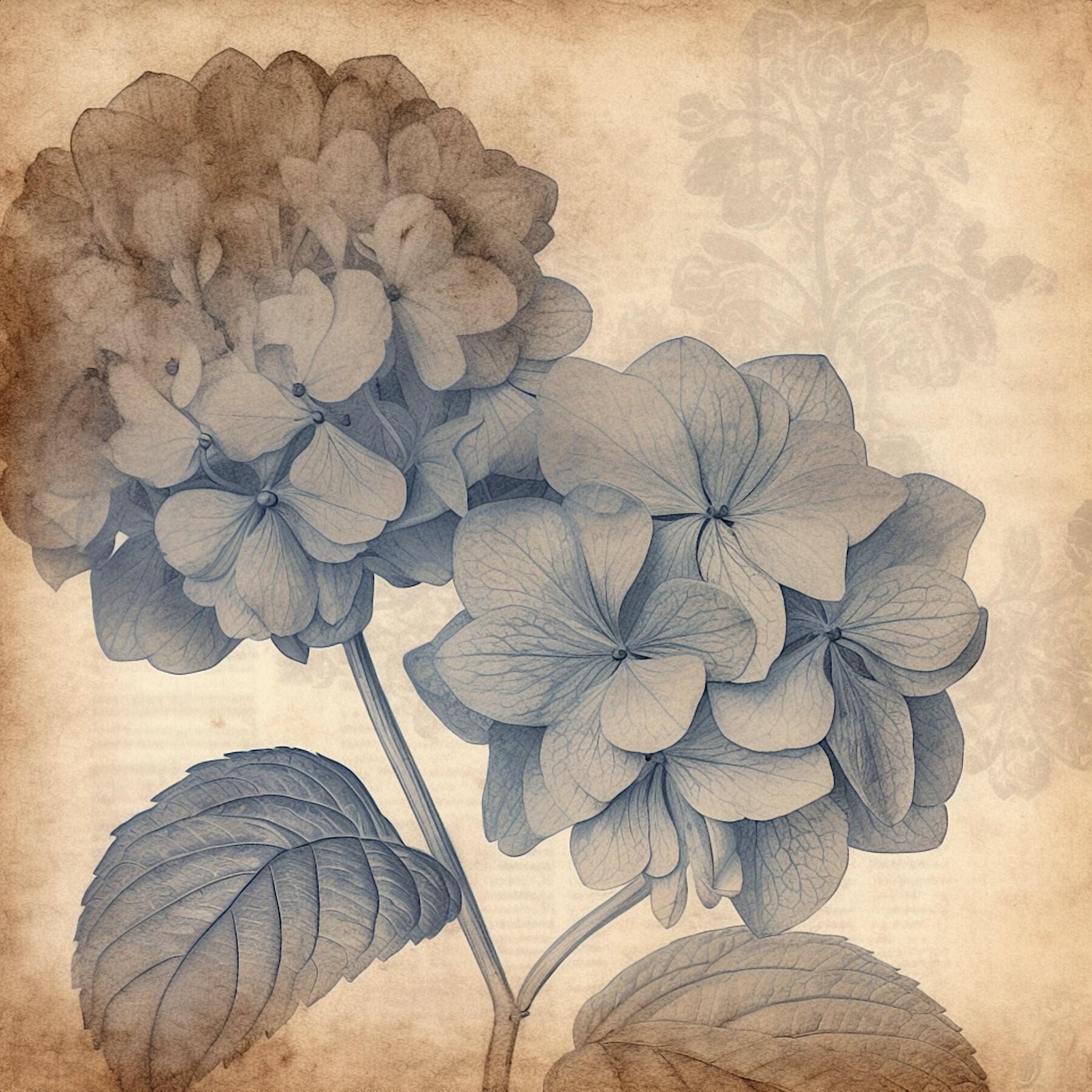 Vintage Flower Sketches Graphite and Colour Pencil / Junk Journal ...