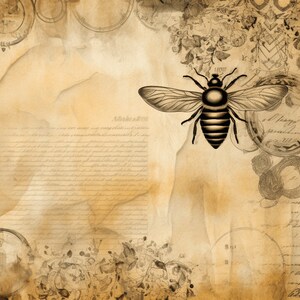 Vintage Bees / Honeycomb Digital Background Paper / Junk Journal ...