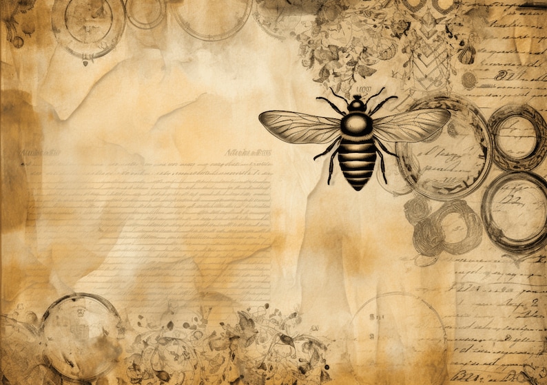 Vintage Bees / Honeycomb Digital Background Paper / Junk Journal ...