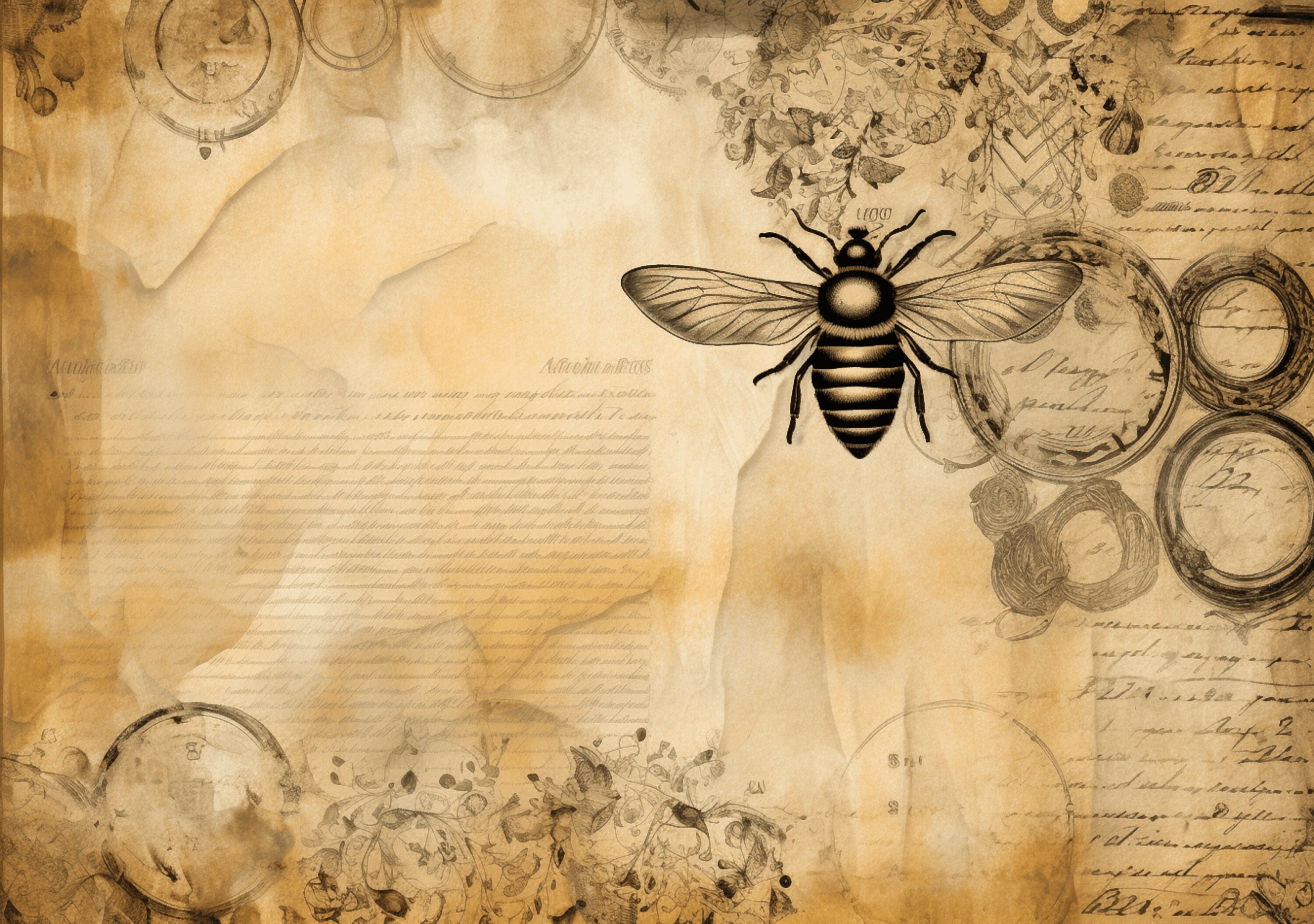 Vintage Bees / Honeycomb Digital Background Paper / Junk Journal ...