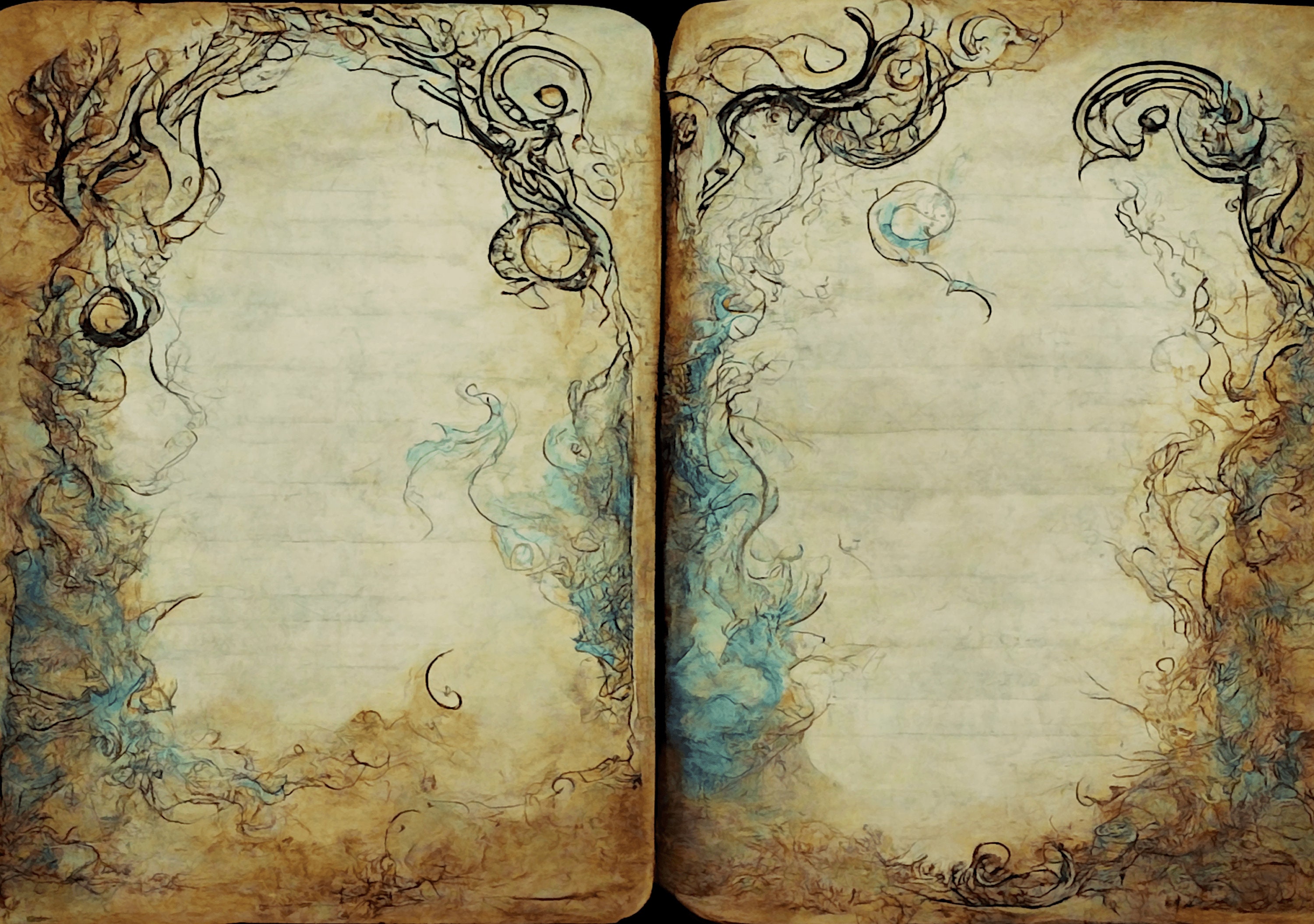 Vintage Water Grimoire Bound Book Look Digital Background Paper / Junk ...