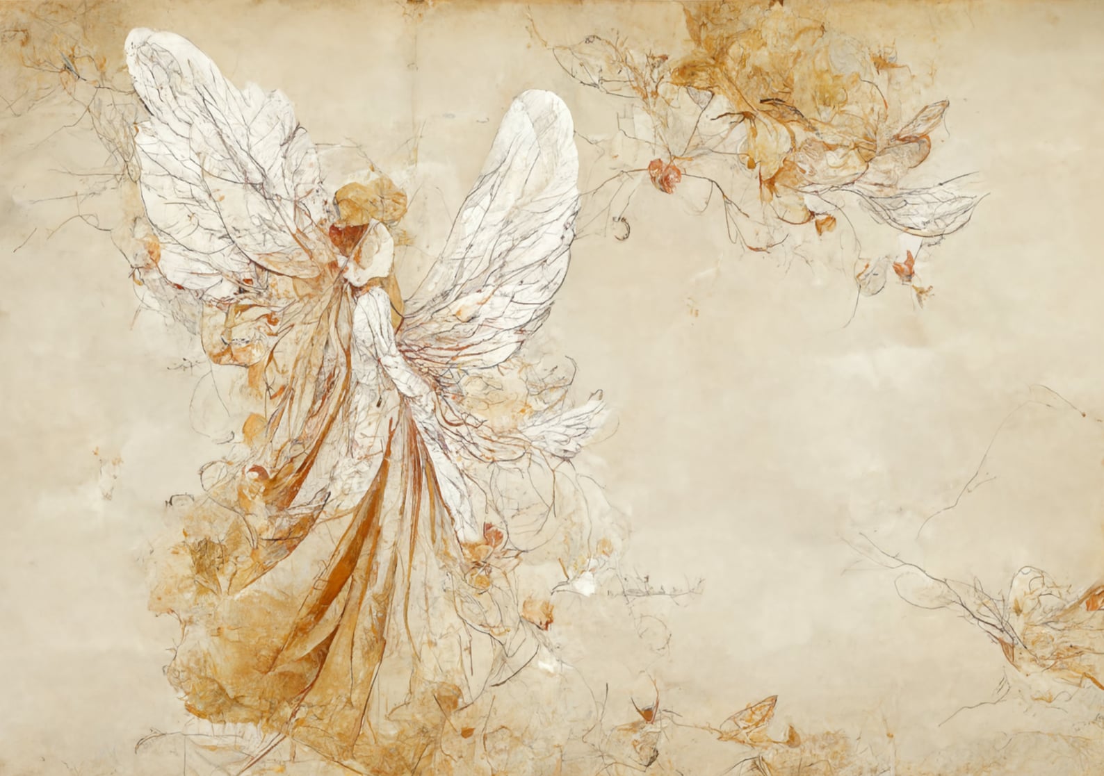 Vintage Angel Wings Digital Paper: Ethereal Scrapbook Background ...