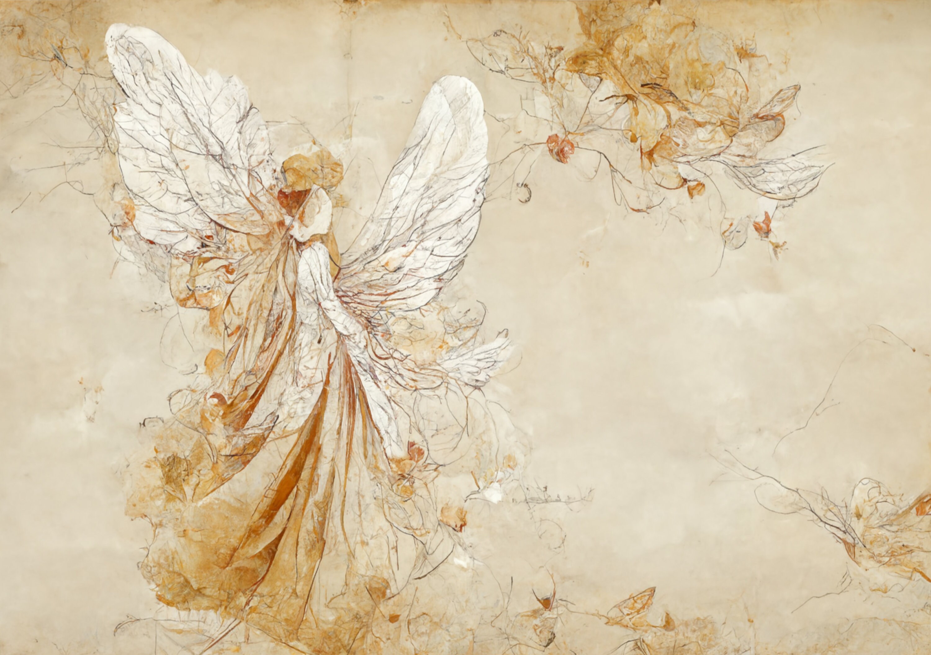 Vintage Angel Wings Digital Paper: Ethereal Scrapbook Background ...