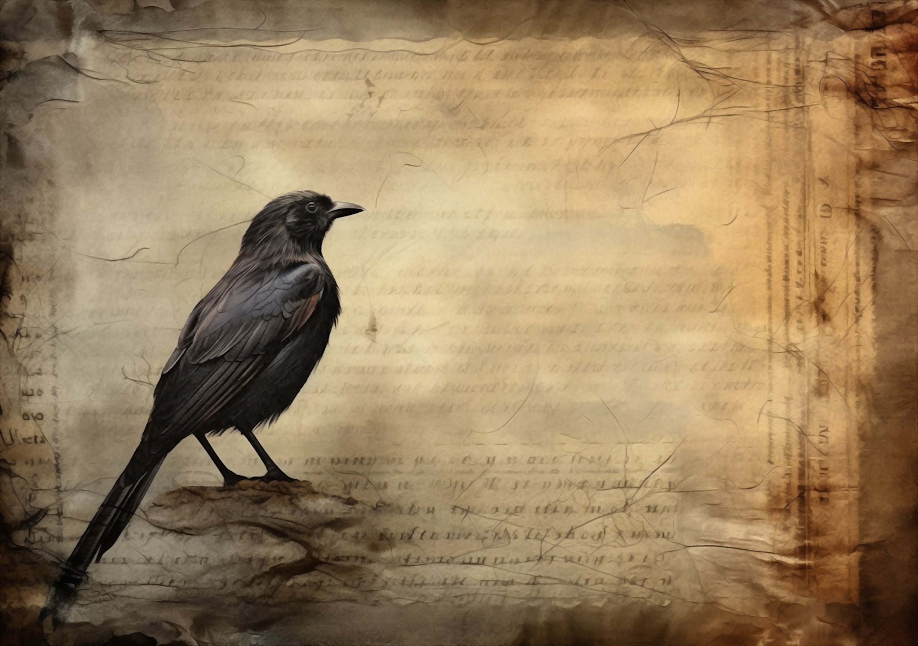 Gothic Birds Digital Background Paper - Dark Background / Junk Journal ...