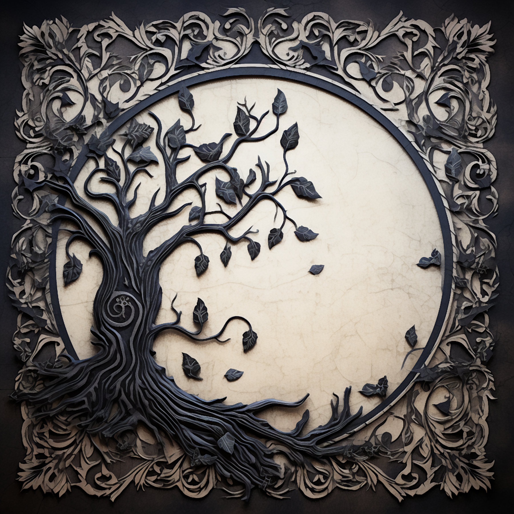 Gothic Tree of Life Abstract Digital Background Paper / Junk Journal ...