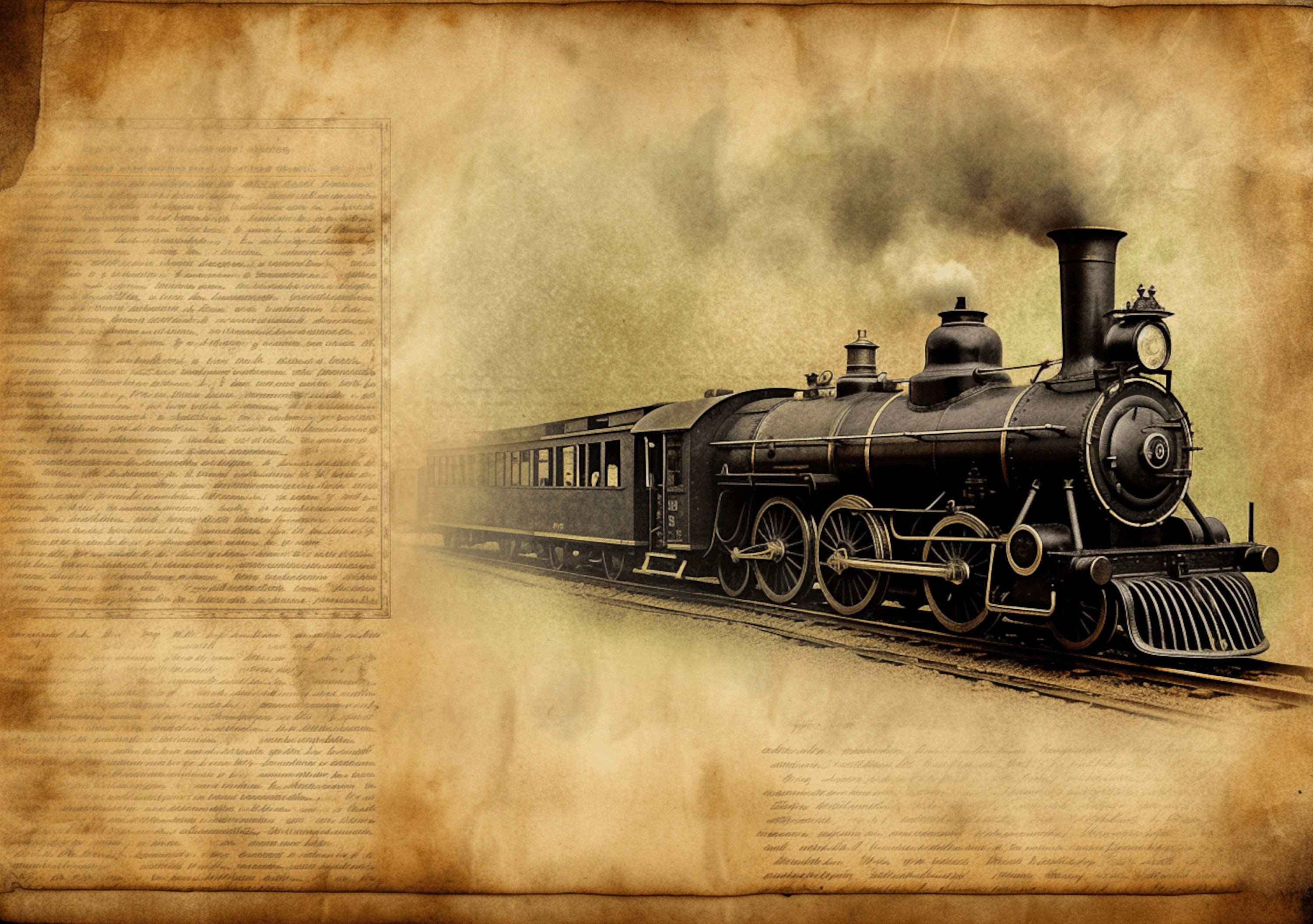 Vintage Train Digital Background Paper / Junk Journal / Scrapbooking ...