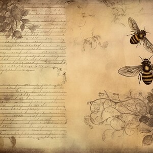 Vintage Bees / Honeycomb Digital Background Paper / Junk Journal ...